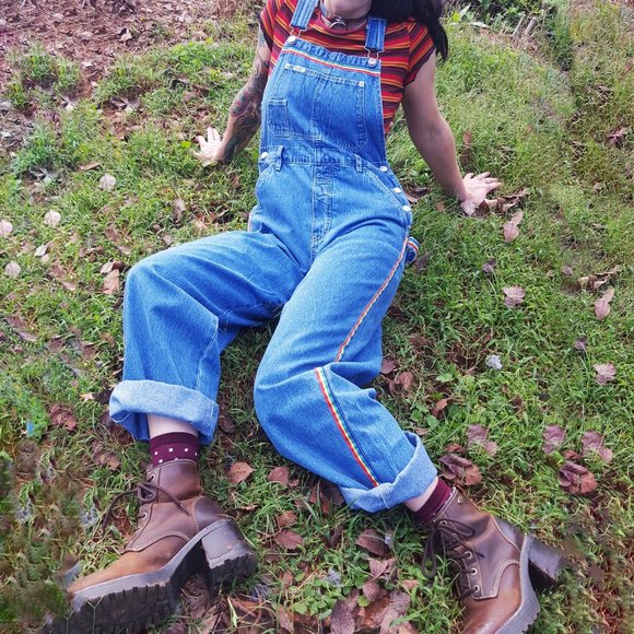 Revolt Jeans | Jeans | Revolt 9s Vintage Denim Overalls Rainbow Detail ...